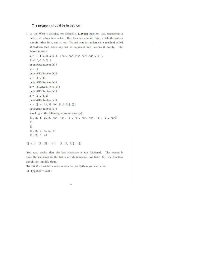 Solved The program should be in python 1. In the Week-1 | Chegg.com