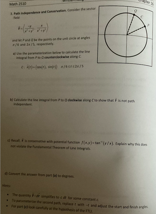Solved 3. Path Independence and Conservation. Consider the | Chegg.com