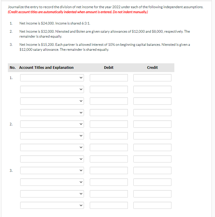 Solved Journalize the entry to record the division of net | Chegg.com