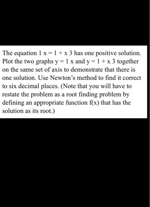 Solved The equation 1 x = 1 + x 3 has one positive solution. | Chegg.com