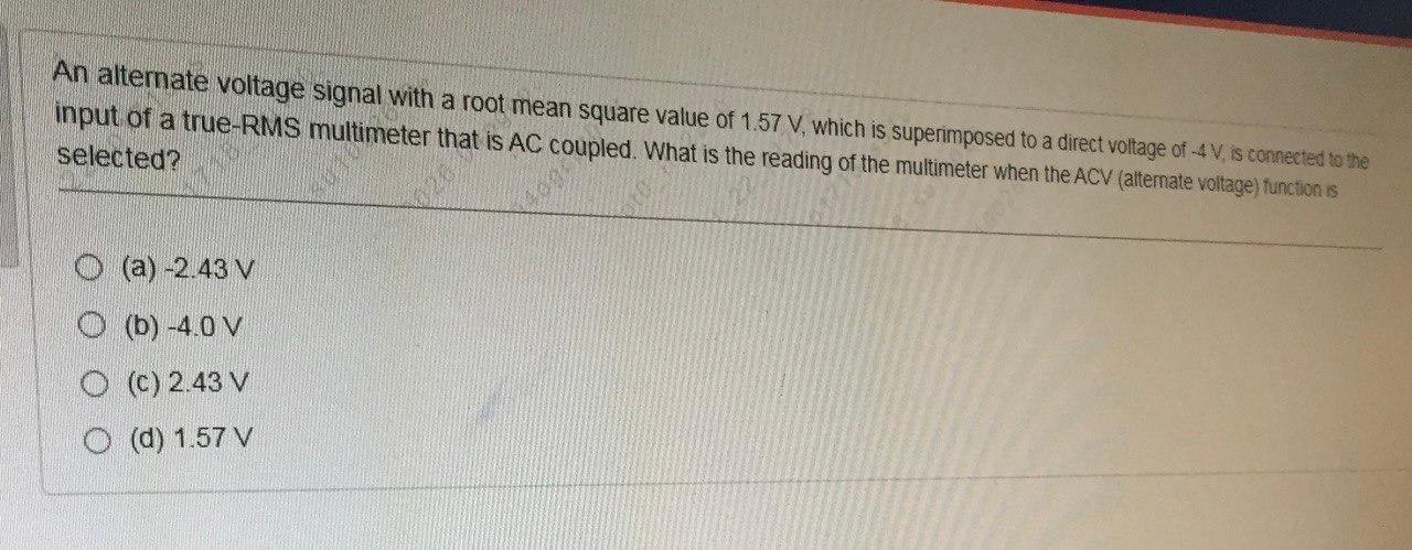 Solved An alternate voltage signal with a root mean square | Chegg.com