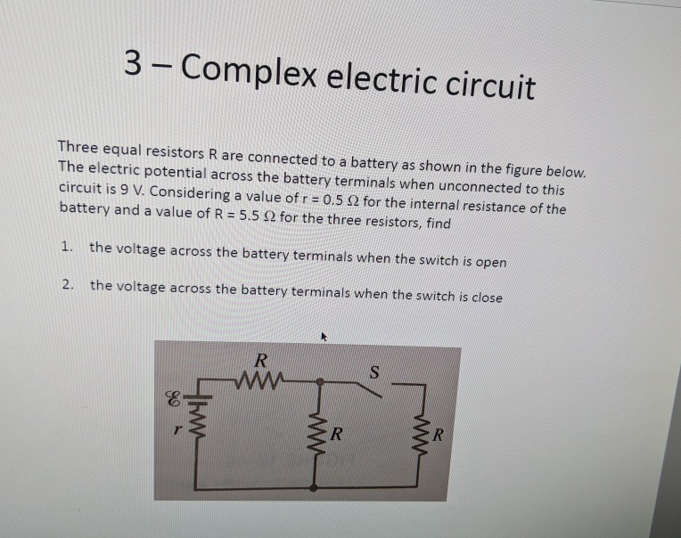 Solved 3- Complex electric circuit Three equal resistors R | Chegg.com