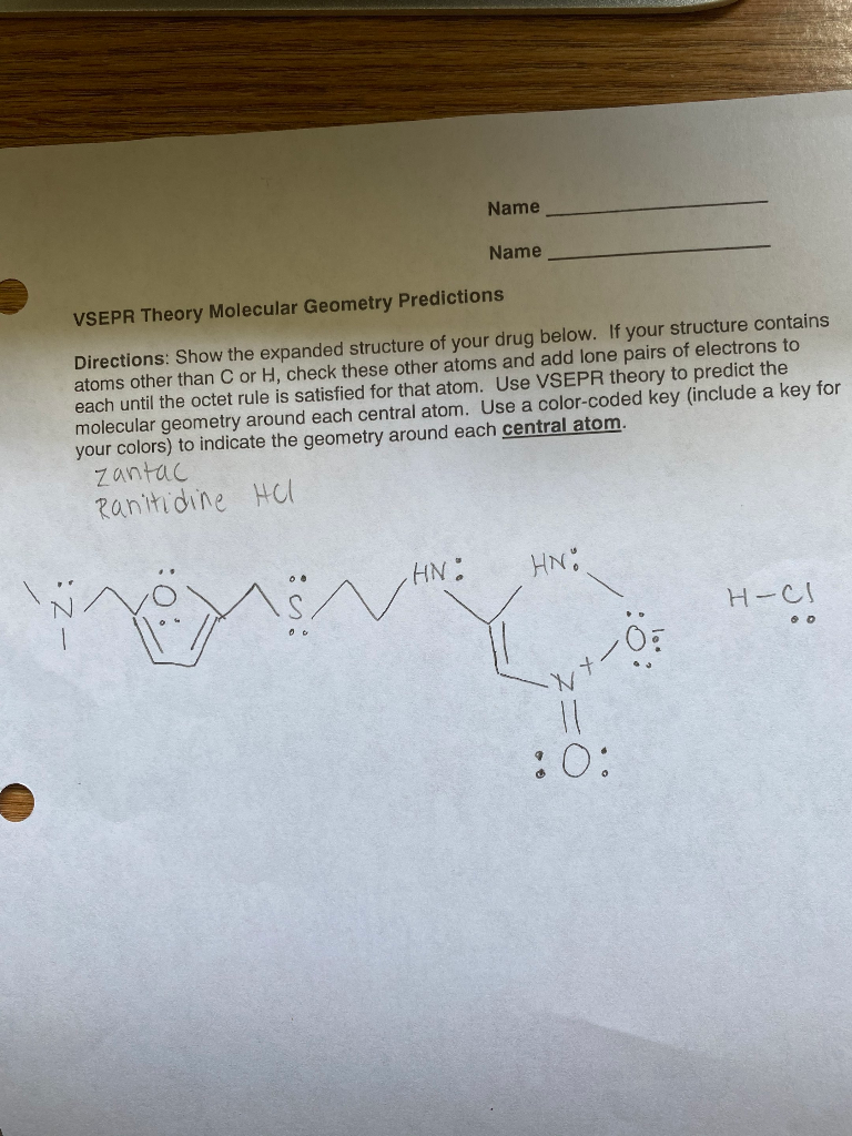Solved Name Name VSEPR Theory Molecular Geometry Predictions | Chegg.com