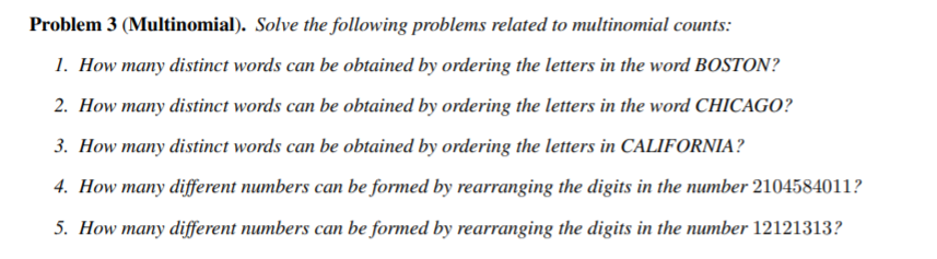 Solved Problem 3 Multinomial Solve The Following Problems