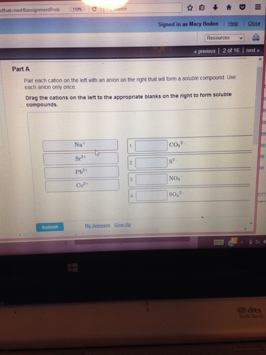 Solved Pair each cation on the left with an anion on the | Chegg.com