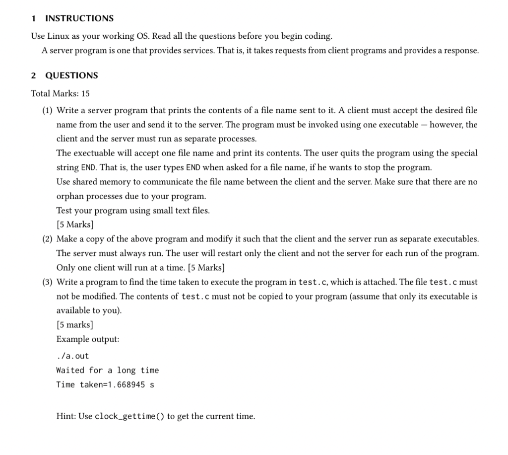 Solved 1 INSTRUCTIONS Use Linux as your working OS. Read all | Chegg.com