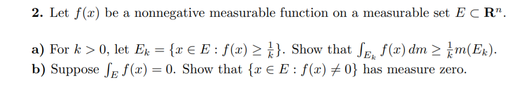 Solved 2. Let f(x) be a nonnegative measurable function on a | Chegg.com