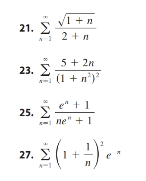 Solved 1 + η 21. Σ . 2 + η n=1 8 5 + 2n 23. Σ n=1 (1 + n?)? | Chegg.com
