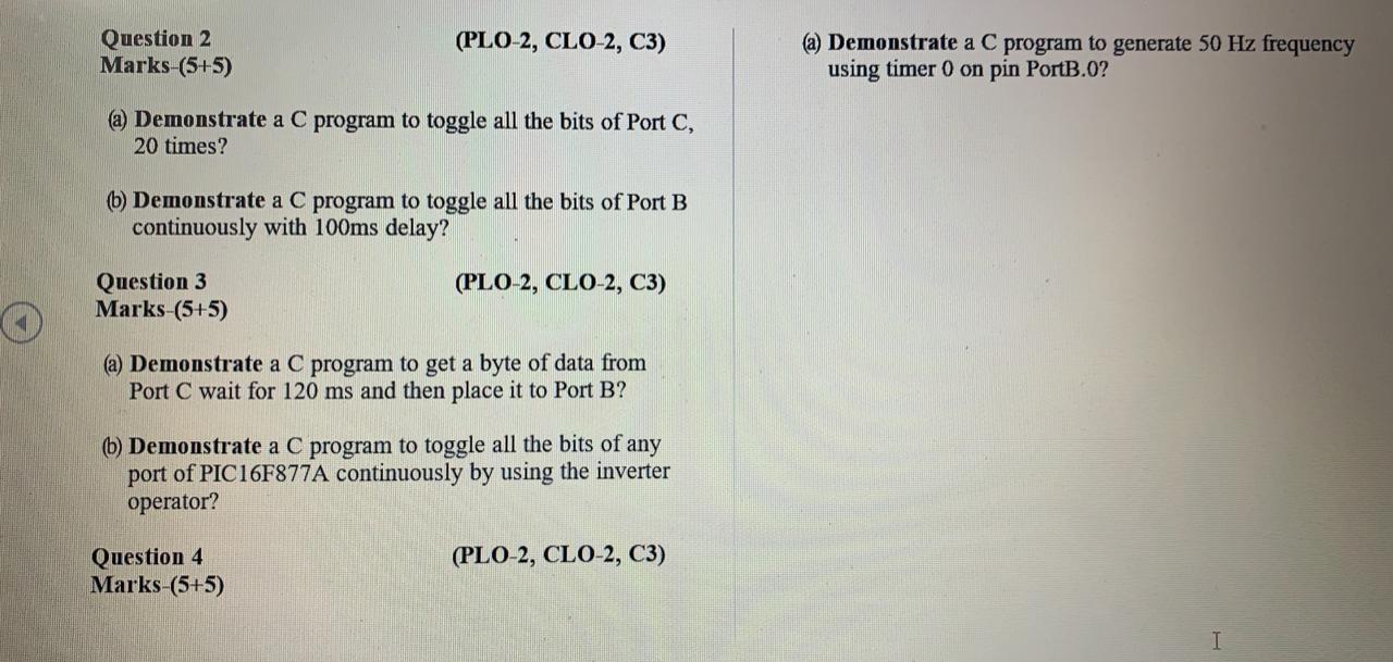 Solved Question 2 Marks-(5+5) (PLO-2, CLO-2, C3) a) | Chegg.com
