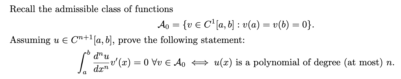 Solved Recall the admissible class of functions | Chegg.com