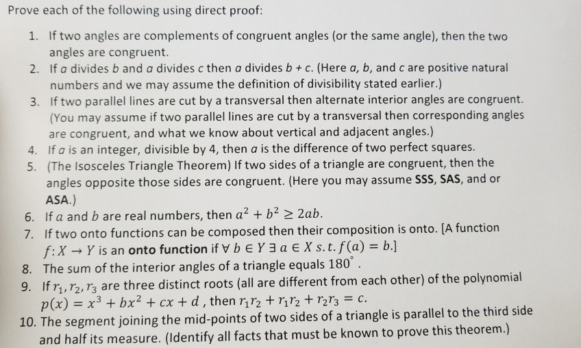 Solved Prove each of the following using direct proof 1. If | Chegg.com