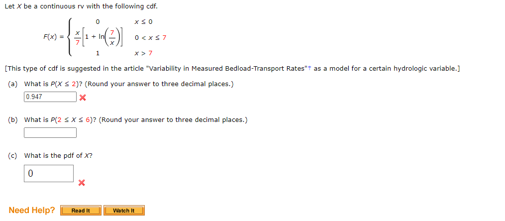 Solved Let X be a continuous rv with the following cdf. | Chegg.com