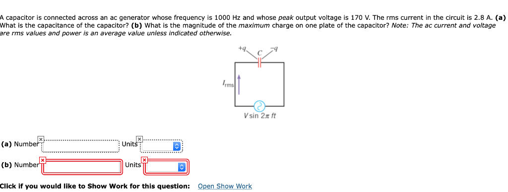 Solved A capacitor is connected across an ac generator whose | Chegg.com