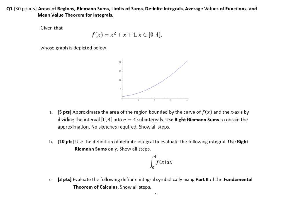 Solved Q1 (30 points] Areas of Regions, Riemann Sums, Limits | Chegg.com