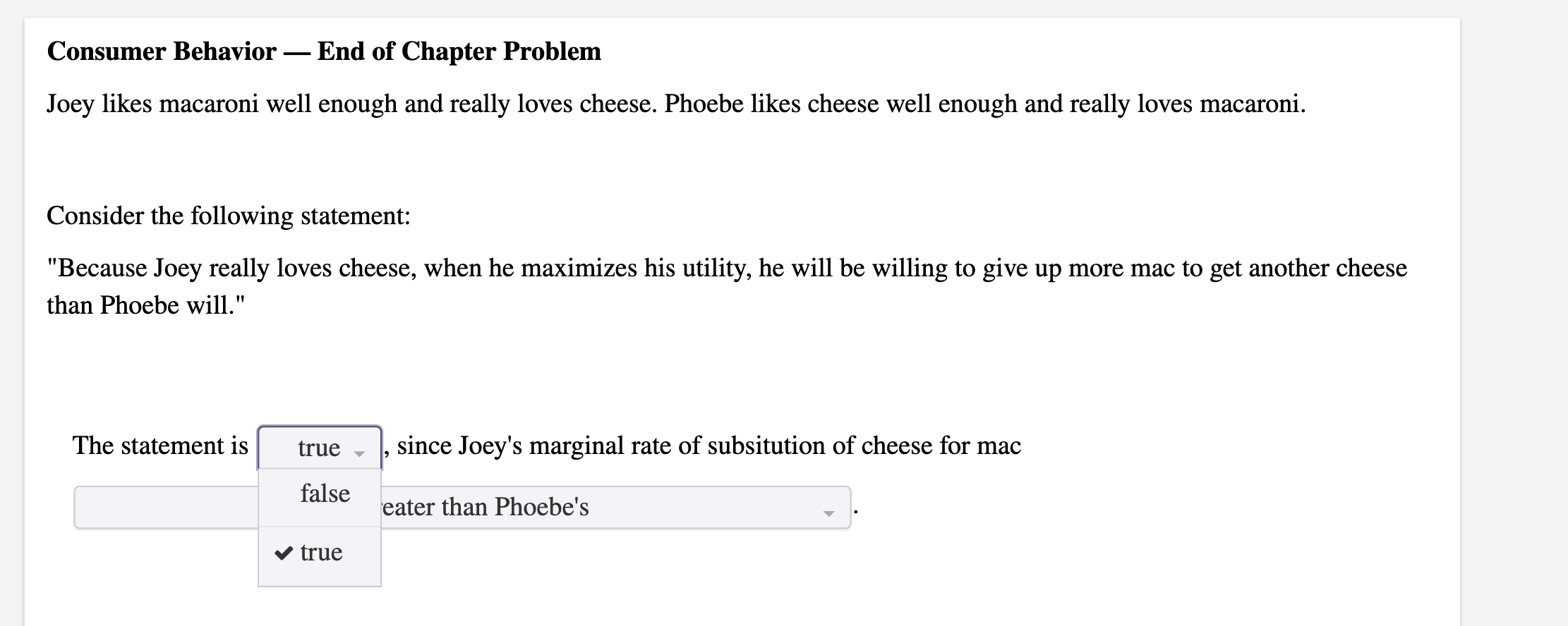 Solved Consumer Behavior End of Chapter Problem Joey likes | Chegg.com