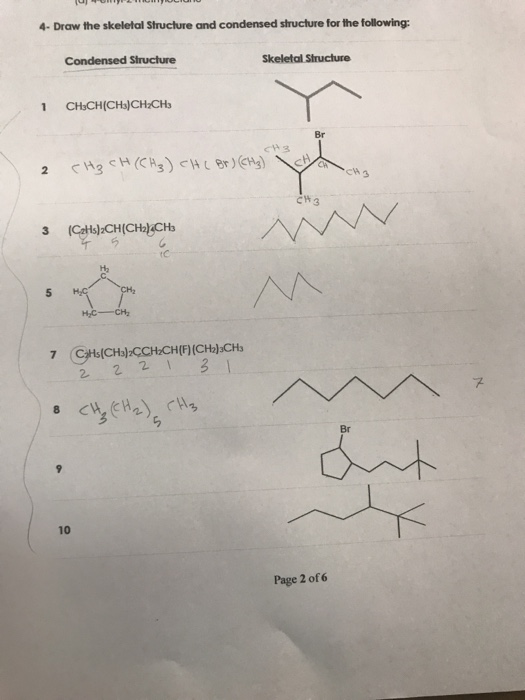 Solved 4- Draw the skeletal Structure and condensed | Chegg.com