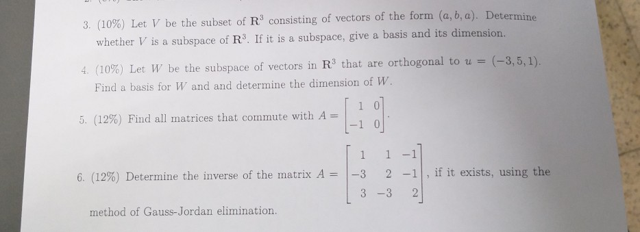 Solved 3, (10%) Let V be the subset of R3 consisting of | Chegg.com
