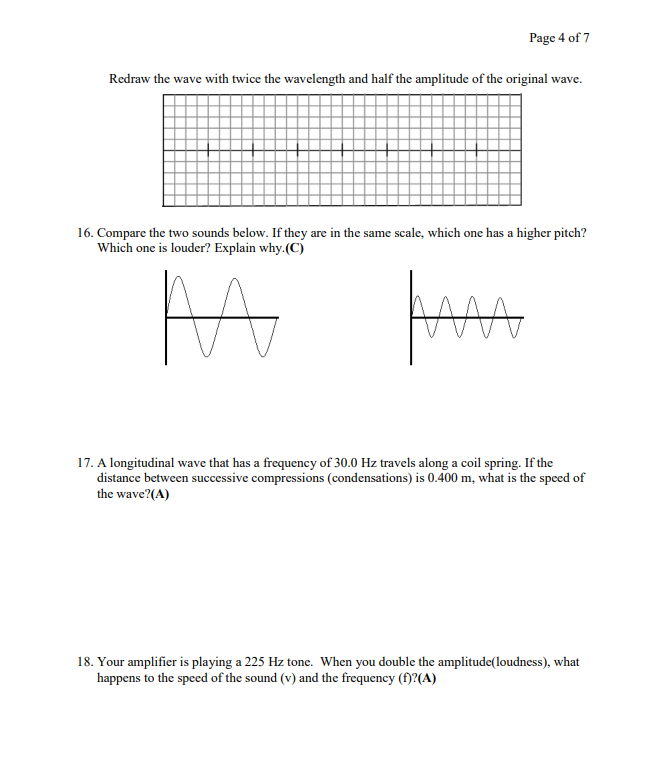 Solved Page 4 of 7 Redraw the wave with twice the wavelength | Chegg.com