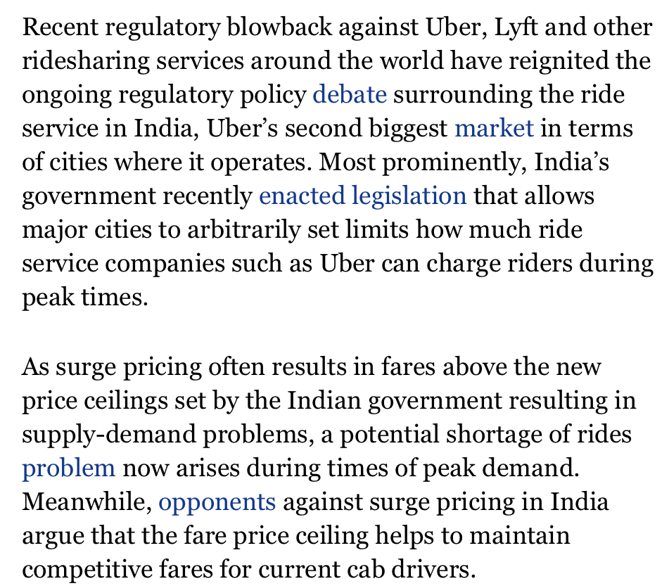 Recent regulatory blowback against Uber, Lyft and | Chegg.com