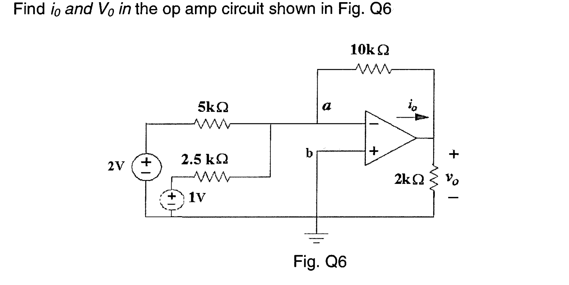 Solved Find io and Vo in the op amp circuit shown in Fig. 26 | Chegg.com