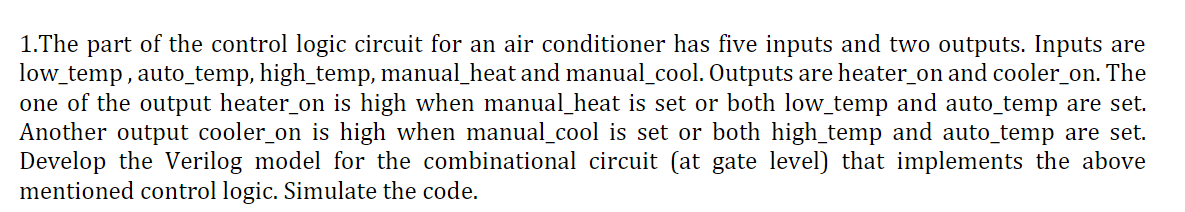 Solved The part of the control logic circuit for an air | Chegg.com