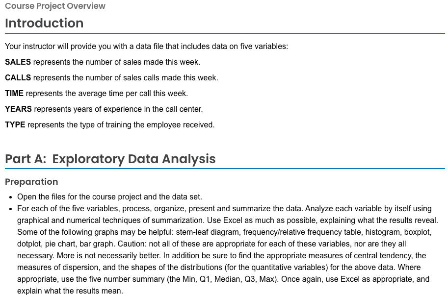 Course Project overview Introduction Your instructor | Chegg.com