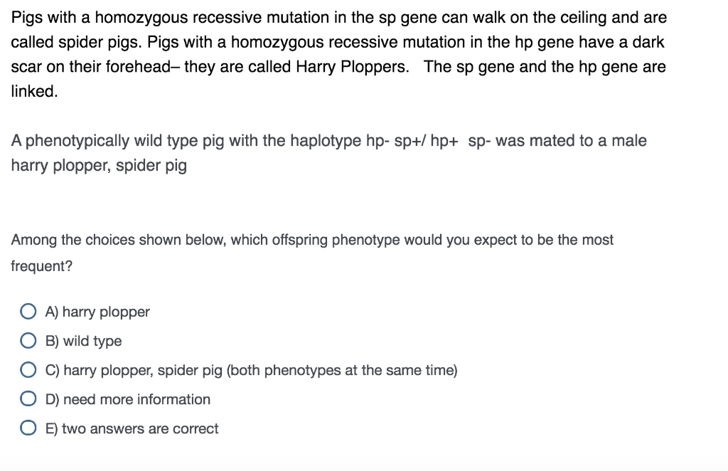 Solved Pigs with a homozygous recessive mutation in the sp | Chegg.com