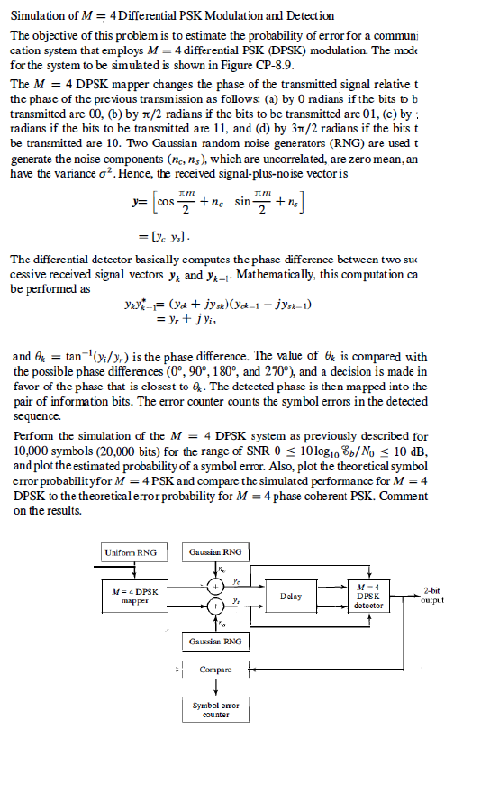Solved Simulation of M = 4 Differential PSK Modulation and | Chegg.com