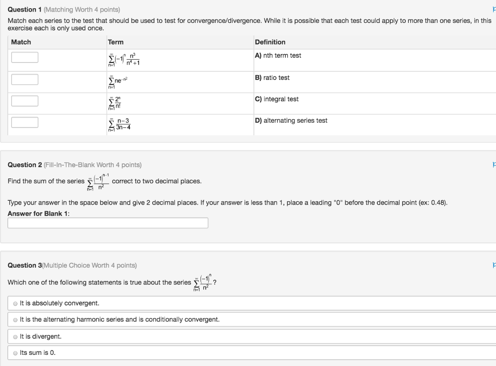 Solved Question 1 (Matching Worth 4 points) Match each | Chegg.com