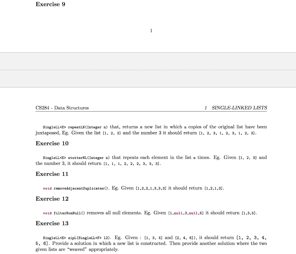 Solved Exercise 9 CS284 - Data Structures 1 SINGLE-LINKED | Chegg.com