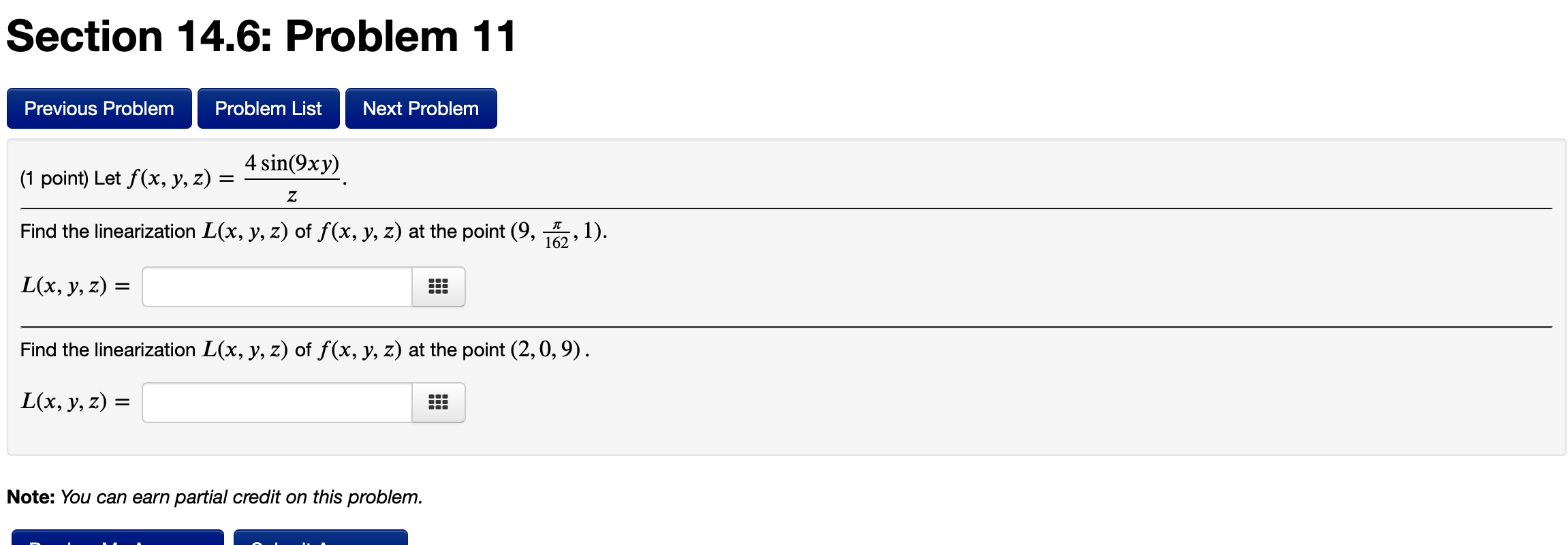 Solved Section 14.6: Problem 11 Previous Problem Problem | Chegg.com