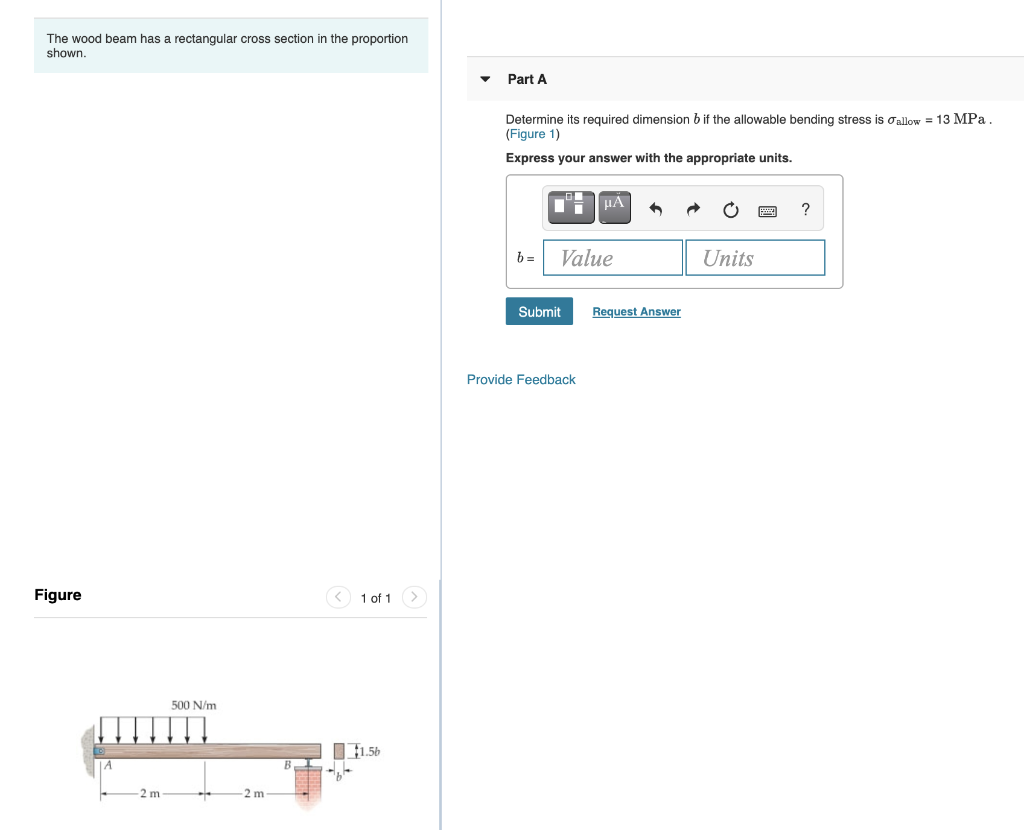 Solved The wood beam has a rectangular cross section in the | Chegg.com