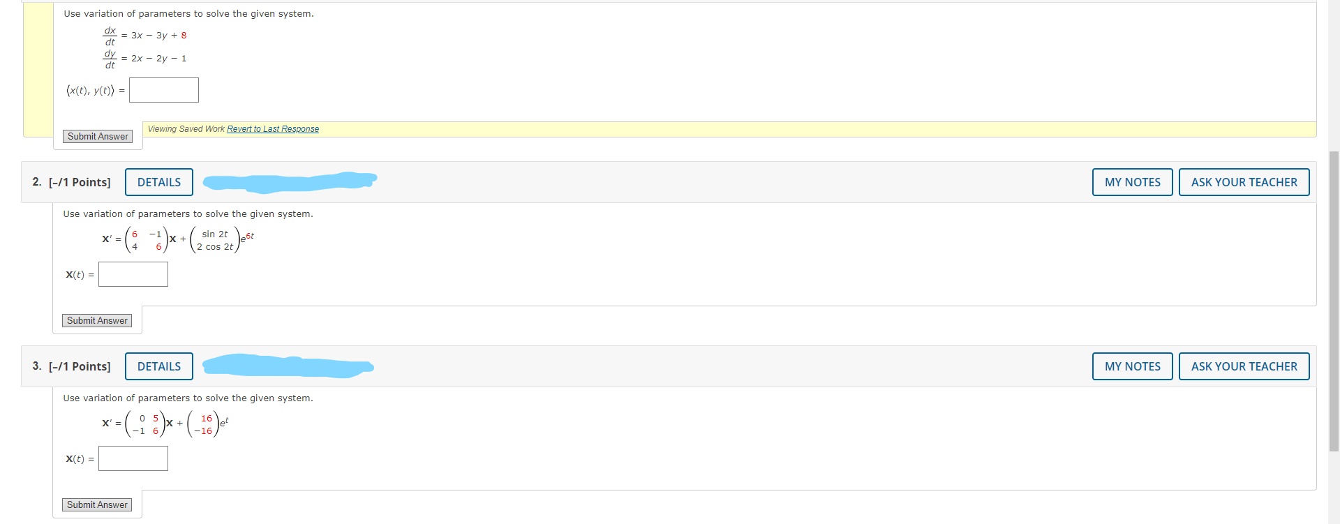 Solved Use variation of parameters to solve the given | Chegg.com