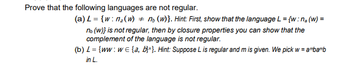 Solved Prove that the following languages are not regular. | Chegg.com