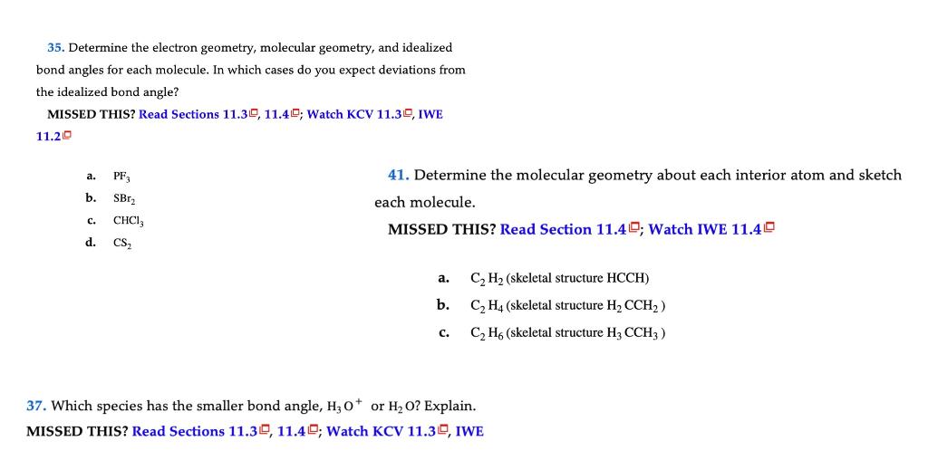 Solved a. PF3 b. SBr2 c. CHCl3 d. CS2 41. Determine the | Chegg.com
