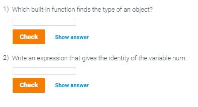 Solved 1) Which built-in function finds the type of an | Chegg.com