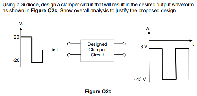 Solved Using a Si diode, design a clamper circuit that will | Chegg.com