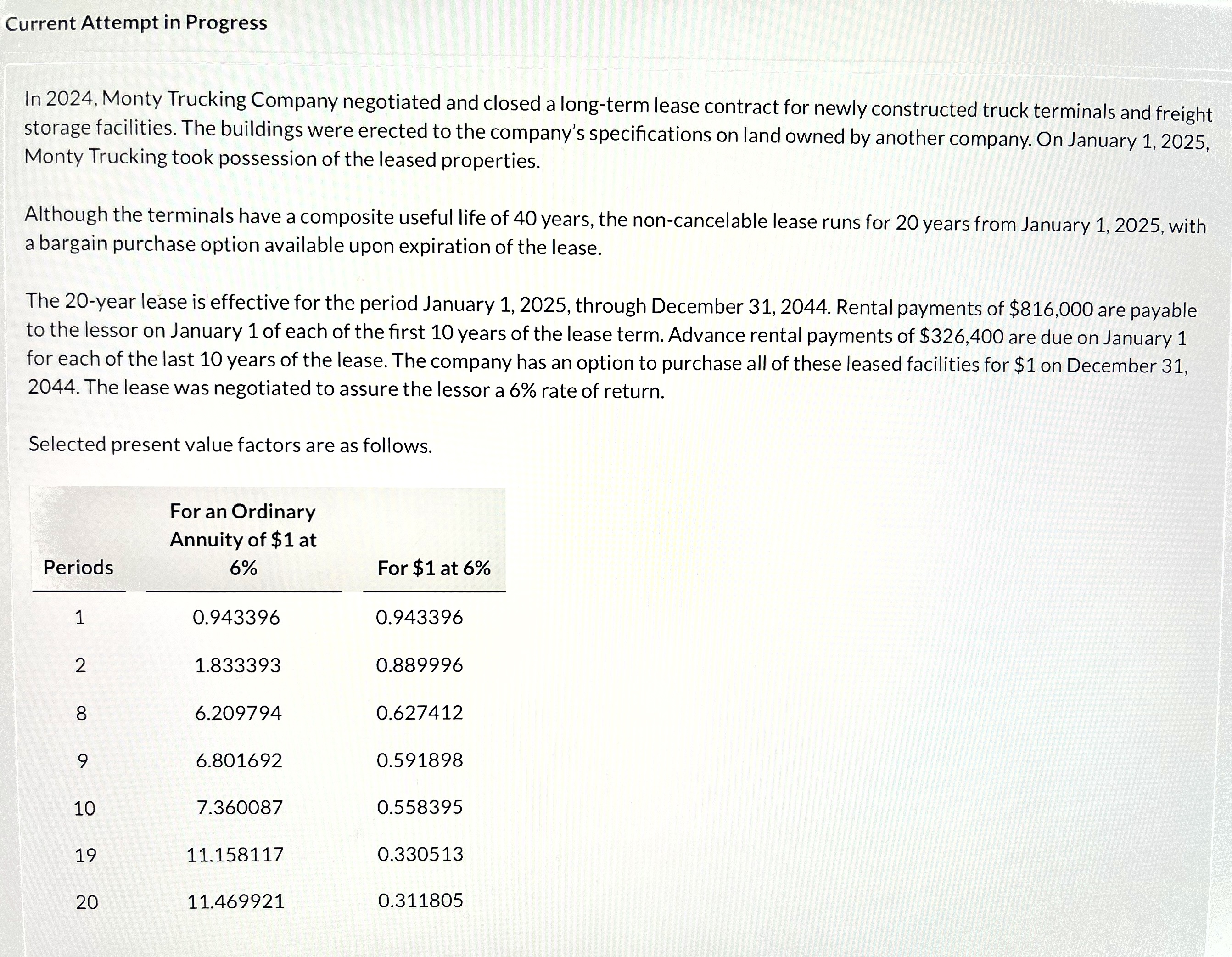 Solved Current Attempt in Progress In 2024, Monty Trucking | Chegg.com