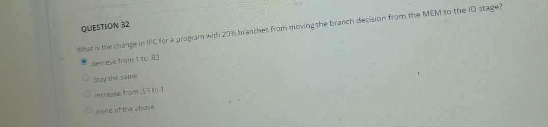 Solved QUESTION 32 What is the change in IPC for a program | Chegg.com