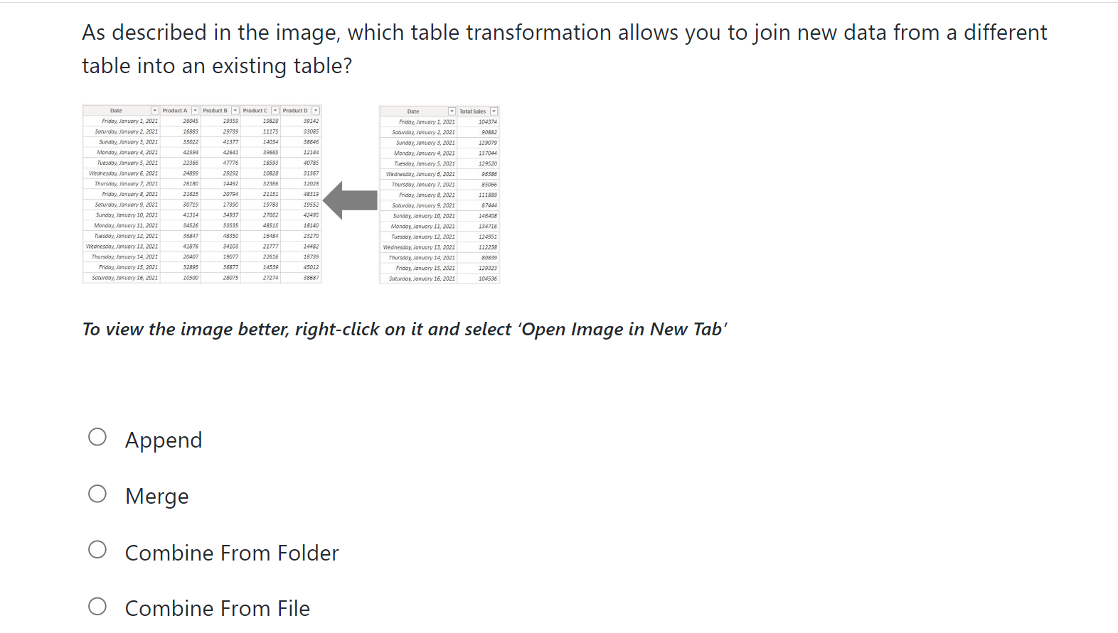 Solved As described in the image, which table transformation | Chegg.com