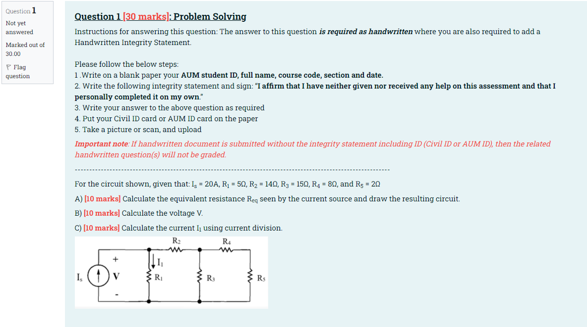 Solved Question 1 Not yet answered Question 1 (30 marks): | Chegg.com