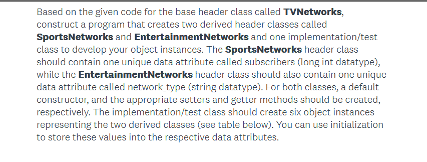 Solved Based on the given code for the base header class | Chegg.com