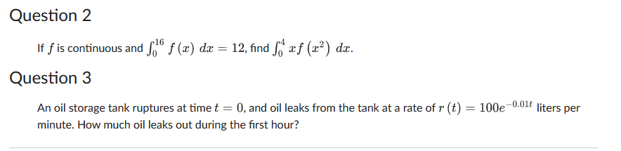 Solved If f is continuous and ∫016f(x)dx=12, find | Chegg.com