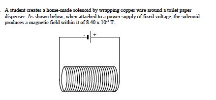 Solved A student creates a home-made solenoid by wrapping | Chegg.com