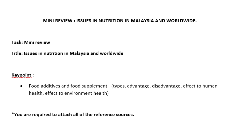 Solved Hi. Please guide me to do a mini review paper on the | Chegg.com