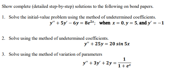 Solved Show complete detailed step-by-step) solutions to the | Chegg.com