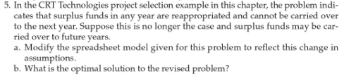 FIGURE 6.16 Spreadsheet model for the CRT | Chegg.com