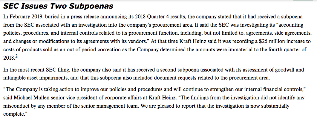 The Kraft Heinz Co. case was discussed in the | Chegg.com