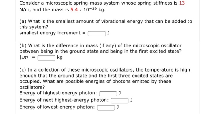 Solved Consider a microscopic spring-mass system whose | Chegg.com