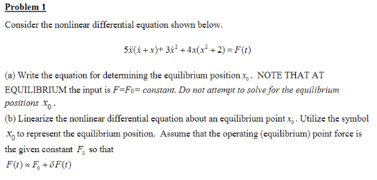 Solved Consider the nonlinear differential equation shown | Chegg.com